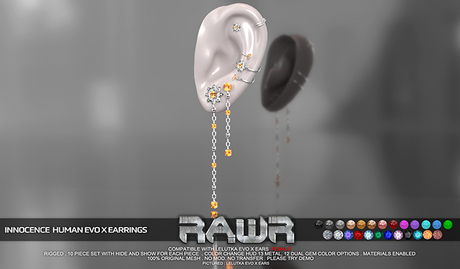 Second Life Marketplace - RAWR! Innocence HUMAN FEMALE Evox Earrings ...