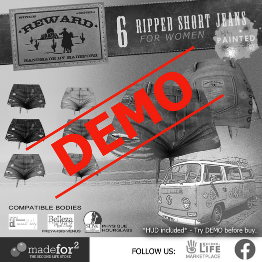 Second Life Marketplace - *** REWARD *** ripped shorts Jeans for women ...