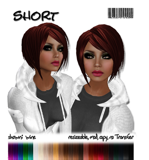 Second Life Marketplace - creatives! hair .: short :. G3