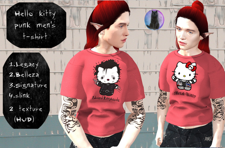 Second Life Marketplace - ::MM:: hello kitty Punk men's t-shirt - 2 ...