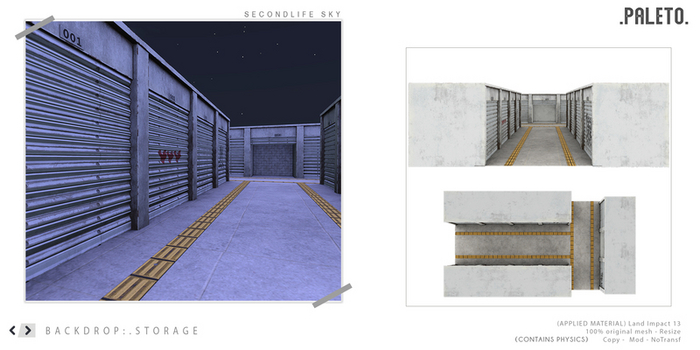 Second Life Marketplace - .PALETO.Backdrop: STORAGE