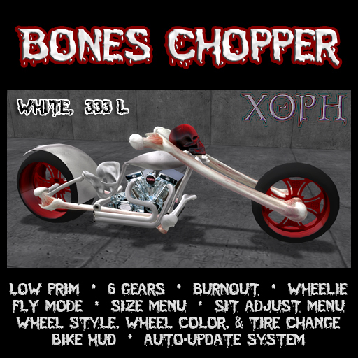Second Life Marketplace - Bones Chopper - White - (demon motorcycle ...