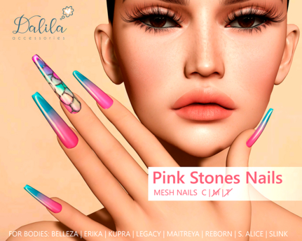 Second Life Marketplace - Dalila Pink Stone Nails