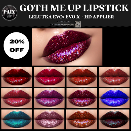 Second Life Marketplace - DEMO- GOTH ME UP LIPSTICK- HALLOWEEN- leLUTKA ...