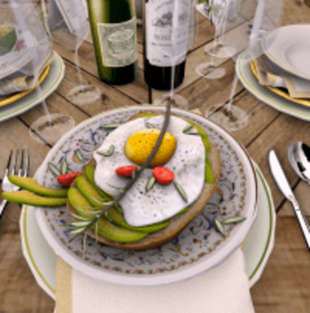 Second Life Marketplace - DFS Avocado Toast with Egg Plate (ACTUAL ITEM)