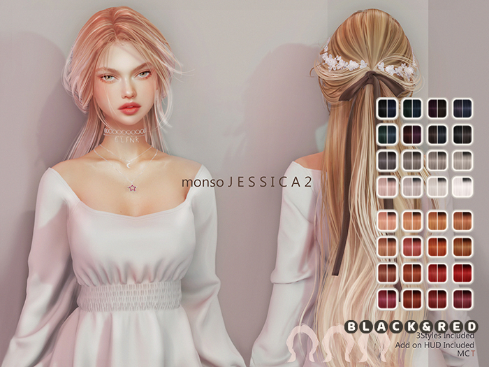 Second Life Marketplace - [monso] Jessica2 Hair /Black & Red