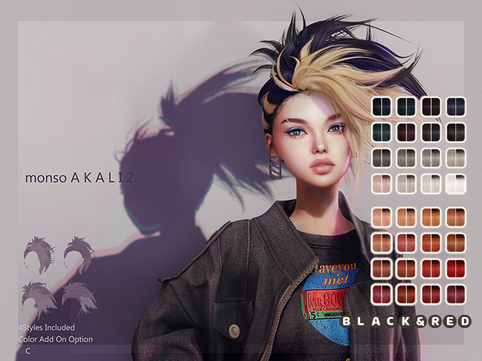 Second Life Marketplace - [monso] Akali2 Hair /Black & Red