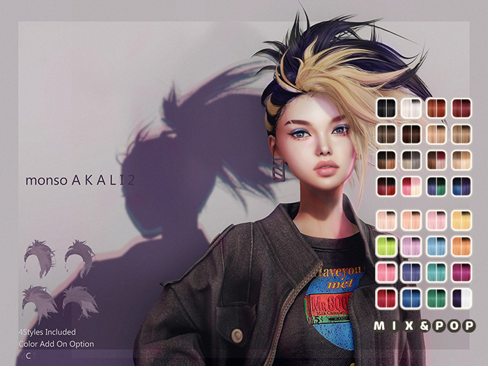 Second Life Marketplace - [monso] Akali2 Hair /Mix & Pop
