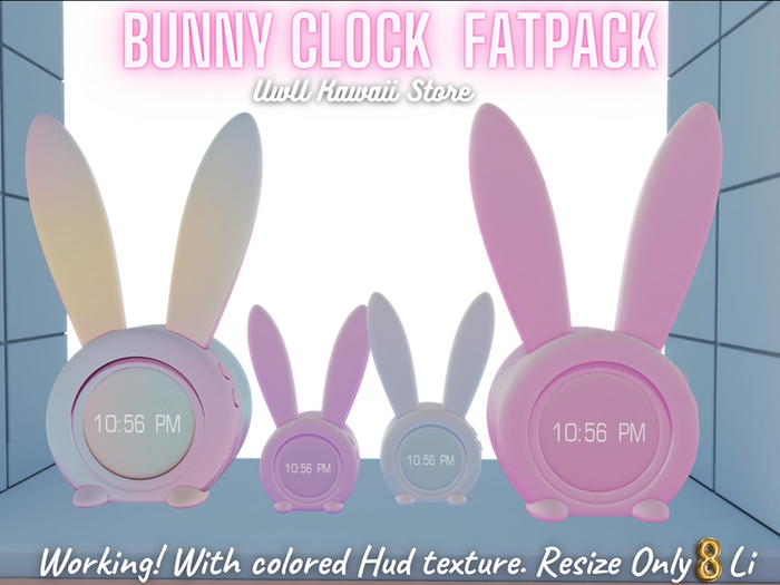 Second Life Marketplace - Bunny Clock - UwU Kawaii Store DEMO