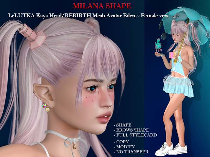 Second Life Marketplace - [BG] Milana Shape LELUTKA Kaya Head Rebirth Body