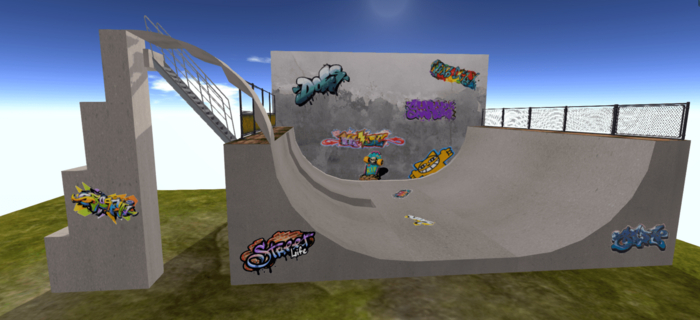 Second Life Marketplace - Backdrop "Half Pipe" with poses & skateboards