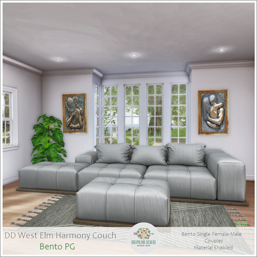 Second Life Marketplace - DD West Elm Harmony Couch-PG/ADD