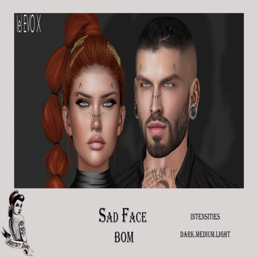 Second Life Marketplace - Tattoo " Sad Face " By Artist Ink