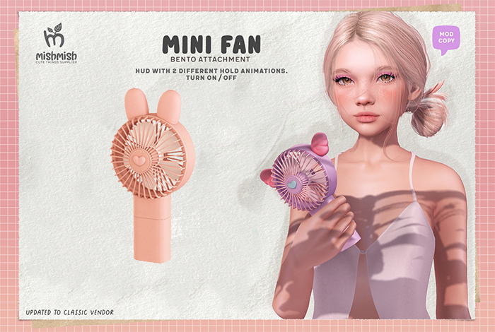 Second Life Marketplace - MishMish - Mini Fan - Bunny - Peach [Boxed]