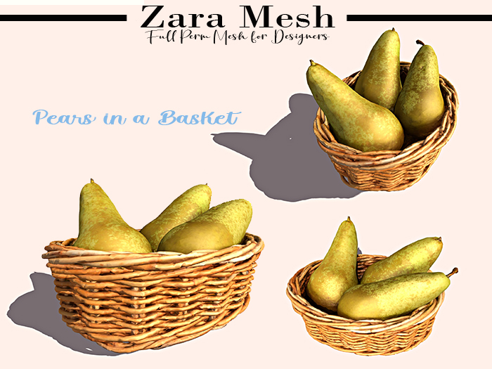 Second Life Marketplace - ZM - Food - Pears in a Basket - FULL PERM MESH