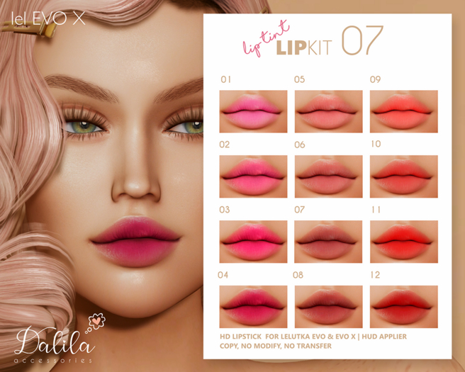 Second Life Marketplace - Dalila Lip Tint Kit 07 LeL EvoX