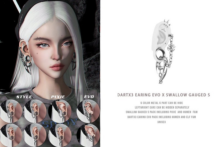Second Life Marketplace - = DAE = DartX3 Swallow Gauged S PACK