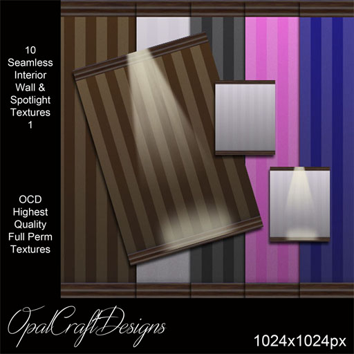 Second Life Marketplace - OCD 10 SEAMLESS INTERIOR WALL & SPOTLIGHT ...