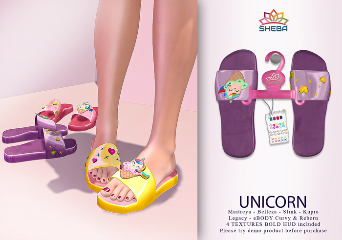 Second Life Marketplace - Unicorn Slides Sandals (Bold) ~ Maitreya ...