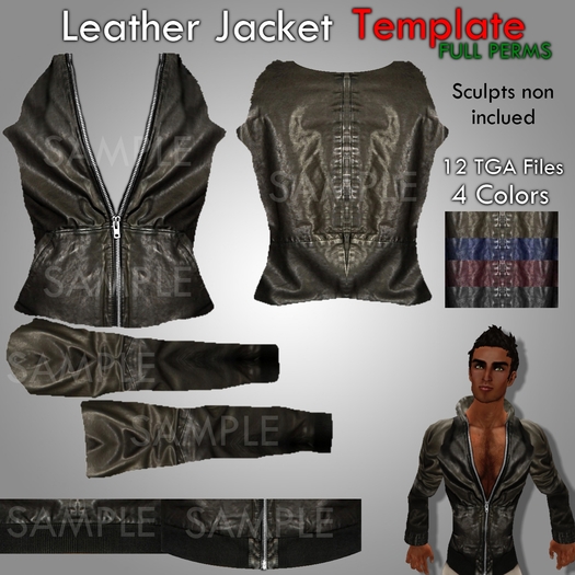 Second Life Marketplace - D2Store Viper: Leather Jacket Template (4 ...
