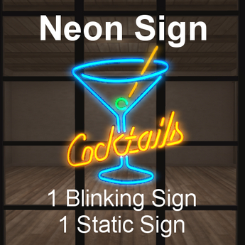 Second Life Marketplace - Cocktails Neon Sign - Blinking & Non-Blinking