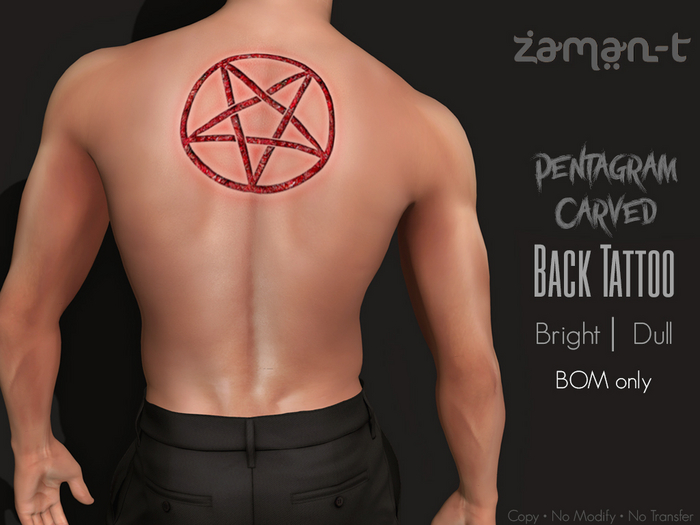 Second Life Marketplace - {Zaman-T} Pentagram Carved Tattoo - Back