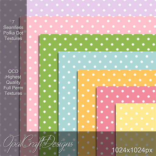 Second Life Marketplace - OCD 7 SEAMLESS POLKA DOT TEXTURES