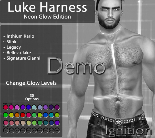 Second Life Marketplace - Ignition Luke Harness Neon Glow Demo