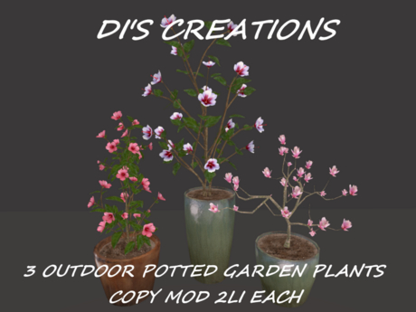 Second Life Marketplace - 3 OUTDOOR POTTED GARDEN PLANTS