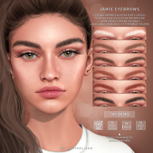 Second Life Marketplace - Nuve. Jamie eyebrows DEMO Lelutka HD