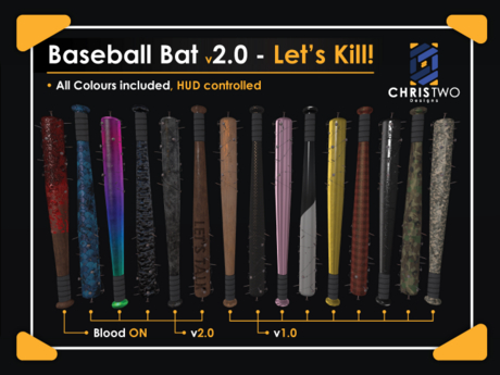 Second Life Marketplace - Baseball Bat v2.3 Golden - [Chris Two Designs]