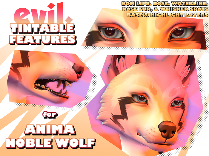 Second Life Marketplace - evil. BoM Tintable Features // ANIMA Noble Wolf