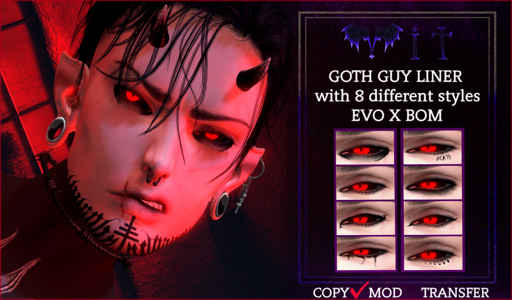 Second Life Marketplace - [VIT] GOTH GUY LINER - EVO X BOM