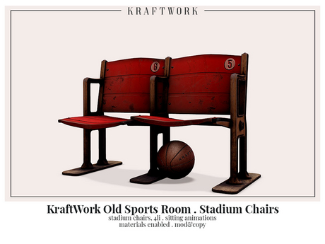 Second Life Marketplace - KraftWork Old Sports Room . Stadium Chairs ...