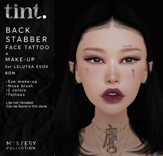 Second Life Marketplace - [tint.] Back Stabber Face Tattoo and MKUP ...
