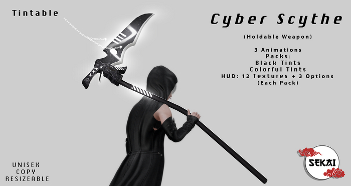 Second Life Marketplace - +SEKAI+ Cyber Scythe - [BLACK/WHITE PACK]