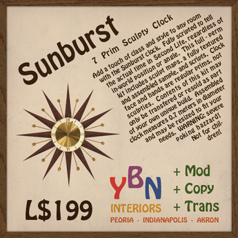 Second Life Marketplace - Sunburst Clock - Full Permission 7 Prim ...
