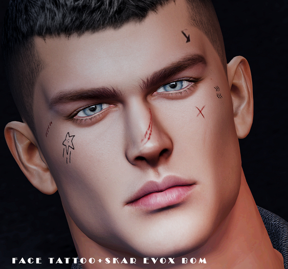 Second Life Marketplace - ::.ALEX.:: Face TaTToo + Skar EVOX BOM GIFT