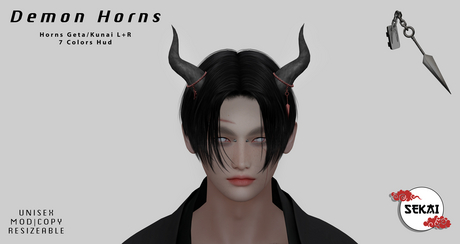 Second Life Marketplace - +SEKAI+ Demon Horns - Geta+Kunai