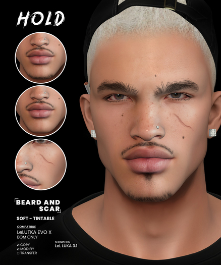 Second Life Marketplace - HOLD - BEARD AND SCAR EVOX (BOM)