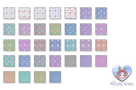 Second Life Marketplace - NEW! 32 x Kawaii Doodle Cotton Fabrics ...