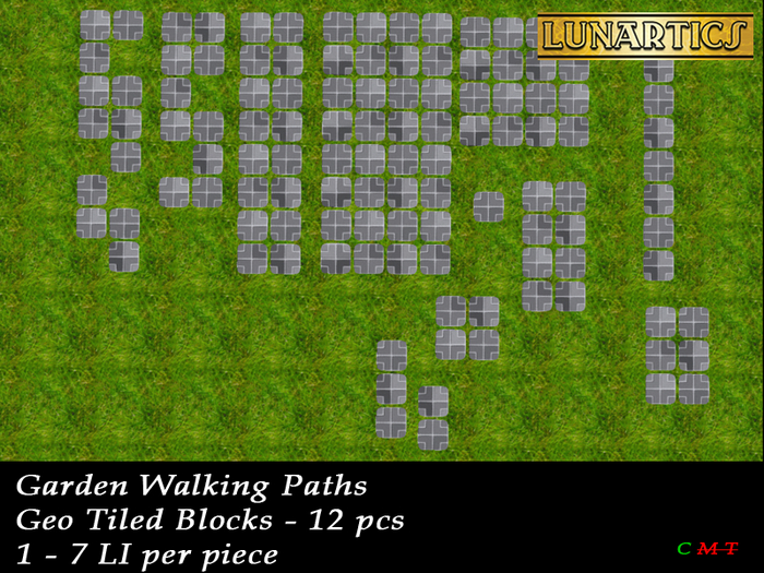 Second Life Marketplace - Lunartics - Garden path Geo Tiled Blocks