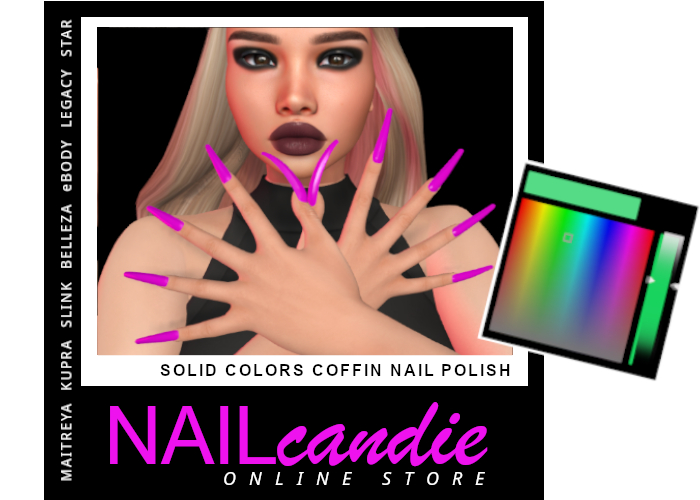 Second Life Marketplace - Nail Candie - Solid Color_Coffin Nails