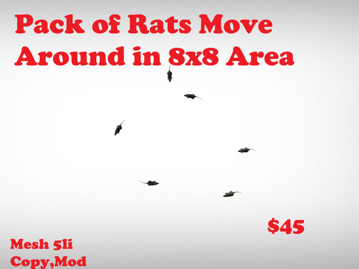 Second Life Marketplace - Pack of Rats Animated 8x8 Area