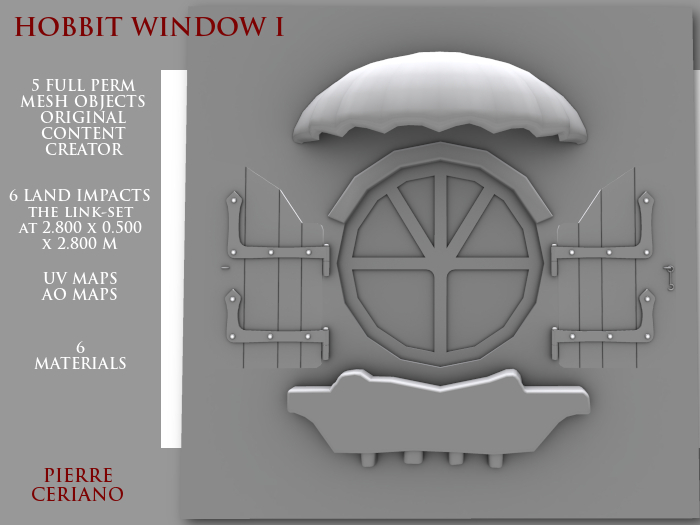 Second Life Marketplace - Hobbit window 1 - 6 LI - 5 FULL PERM Meshes