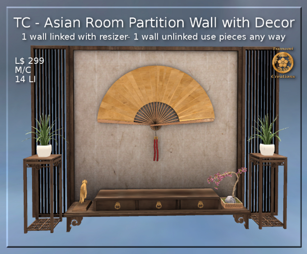 Second Life Marketplace - TC - Asian Room Partition Wall with Decor