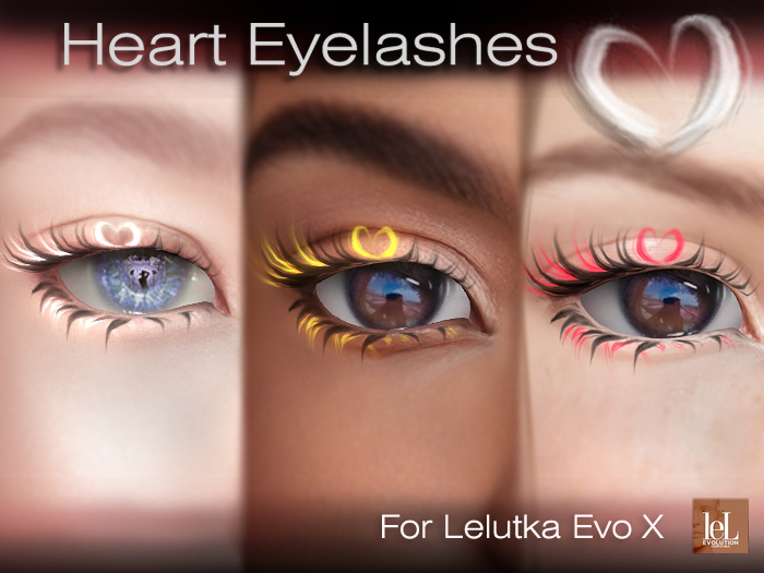 Second Life Marketplace - Heart Eyelashes - Applier for Lelutka EvoX