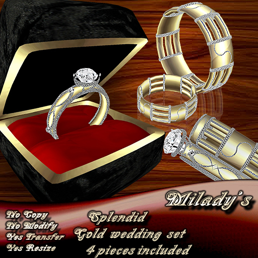 Second Life Marketplace - *Milady's* -Splendid- Gold Wedding Rings Set ...