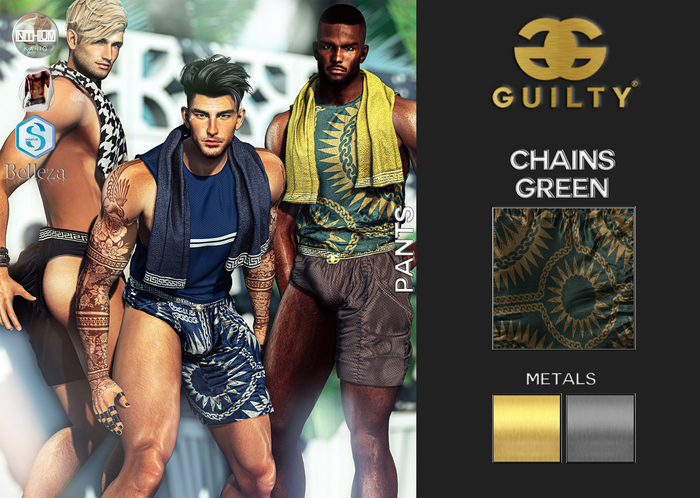 Second Life Marketplace - Guilty 094 BeachBoss Pants 9 Chains Green