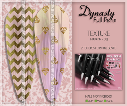 Second Life Marketplace - Dynasty - TEXTURE Nails - NA19 (37 - 38)